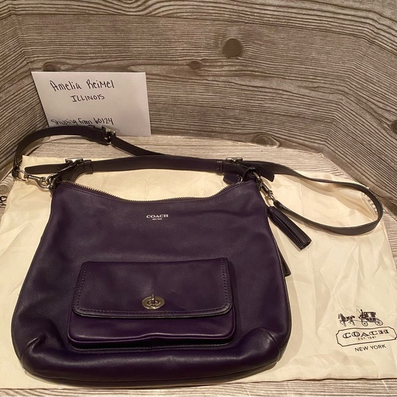 Coach | Bags | Uec Coach Purple Courtenay Purple Leather Legacy Hobo ...